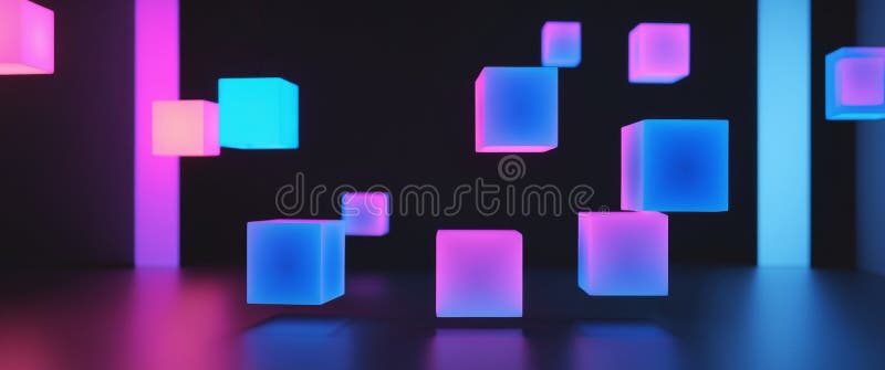 Abstract Geometric Cubes with Vibrant Gradient Illumination Stock Photo ...