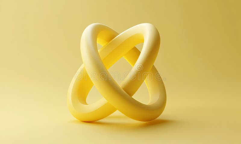 An Abstract Geometric 3D Render with Yellow Rings. Stock Illustration ...