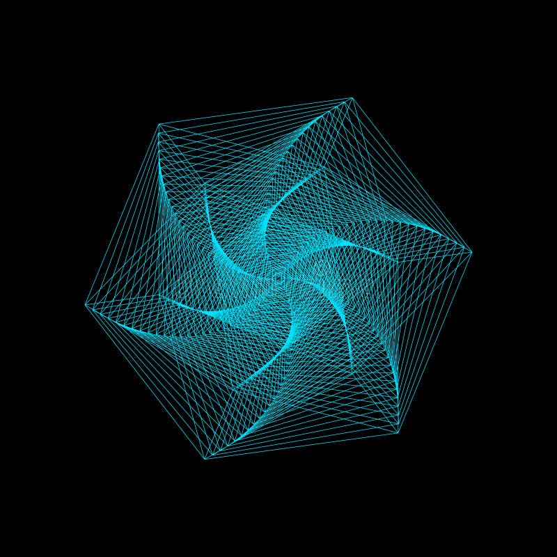 Abstract Geometric 3D Shape of Lines. Vector Outline Illustration ...