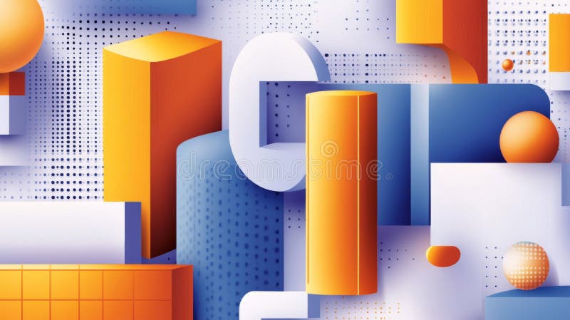 Abstract Geometric 3D Shapes Background Design Stock Illustration ...