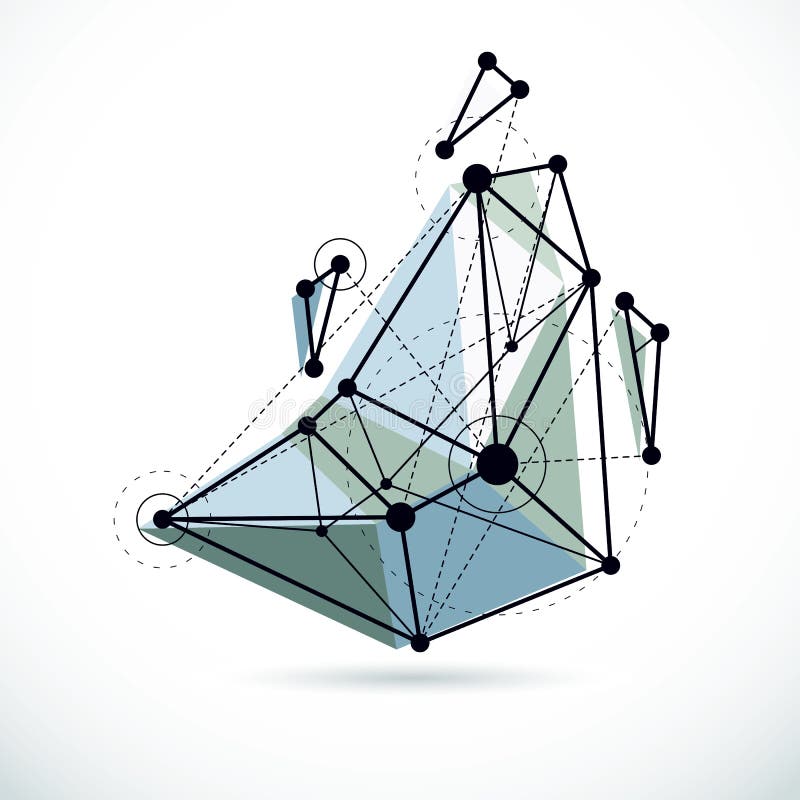 Abstract Geometric 3D Wireframe Object. Stock Vector - Illustration of ...