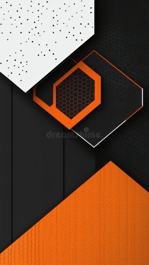 Abstract Geometric Design with Black, White, and Orange Color Scheme ...