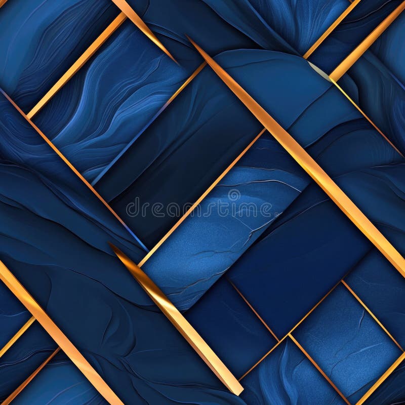 Abstract Geometric Design with Blue Textures and Gold Accents Stock Image - Image of texture ...