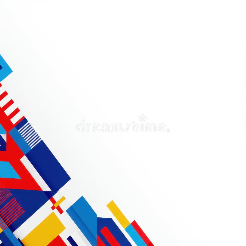Abstract Geometric Design with Bold Colorful Shapes on Clean White ...