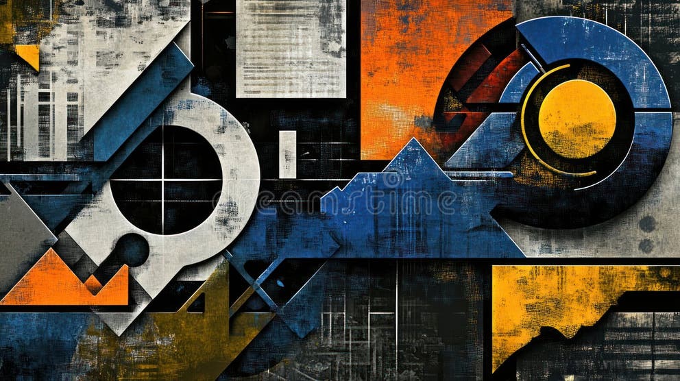 Abstract Geometric Design with Bold Colors and Textures Stock ...