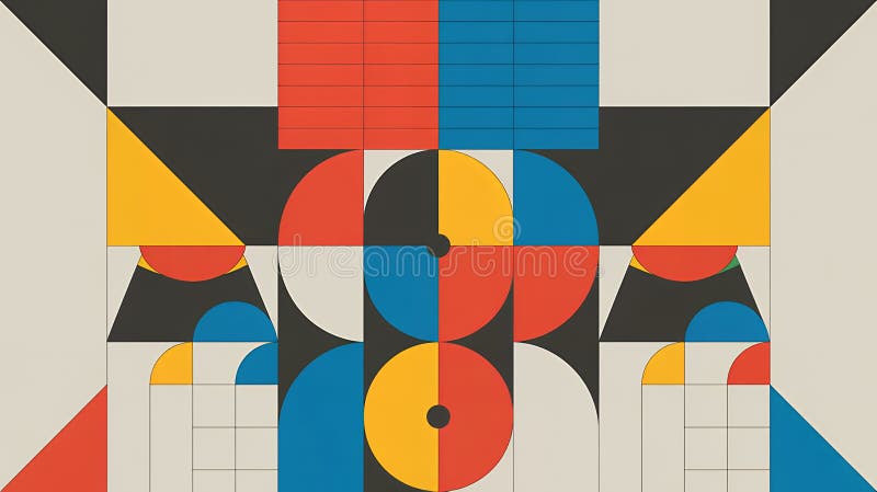 Abstract Geometric Design Colorful Circles Squares Triangles Modern Art ...