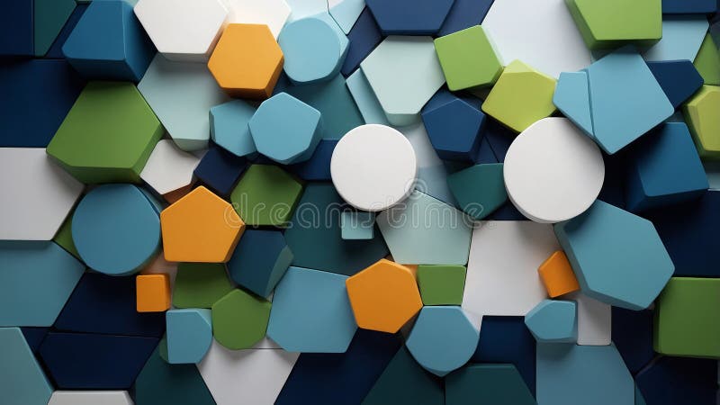 Abstract Geometric Design with Colorful Overlapping Squares in 3D ...