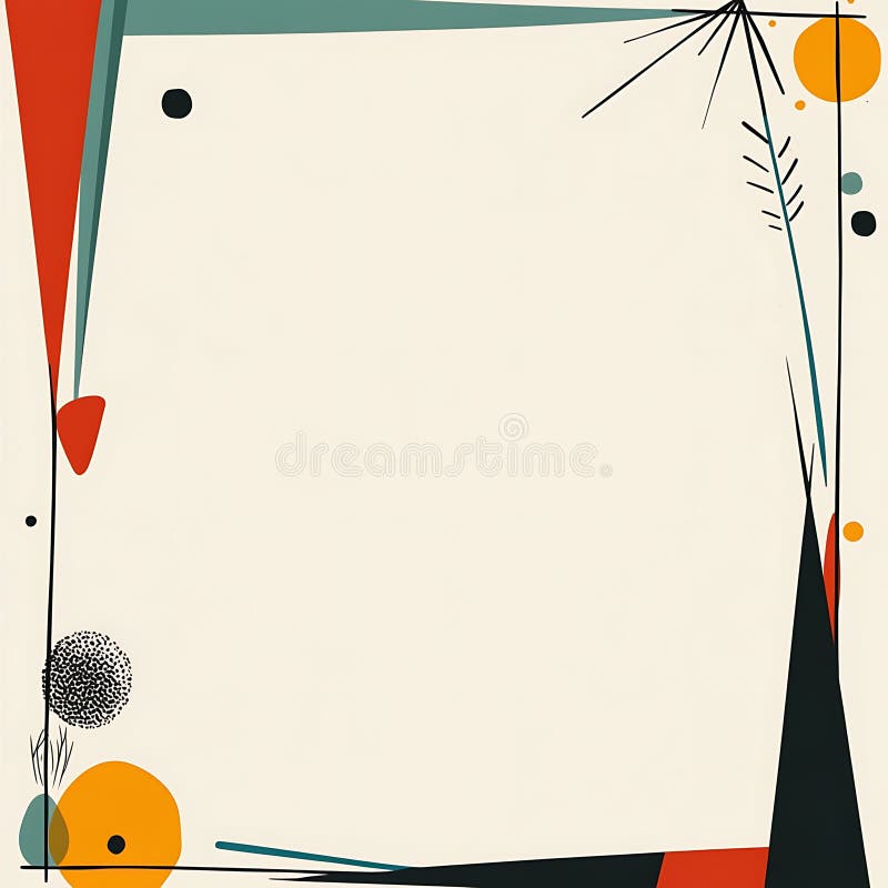 Abstract Geometric Design with a Cream Rectangular Frame. Corners ...