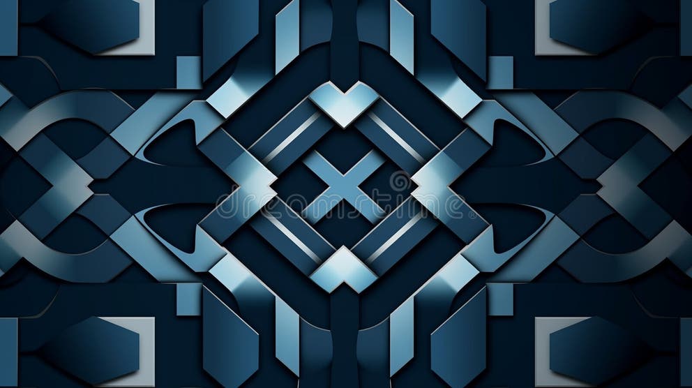 Abstract Geometric Design: Deep Blue Interlocking Patterns Stock ...