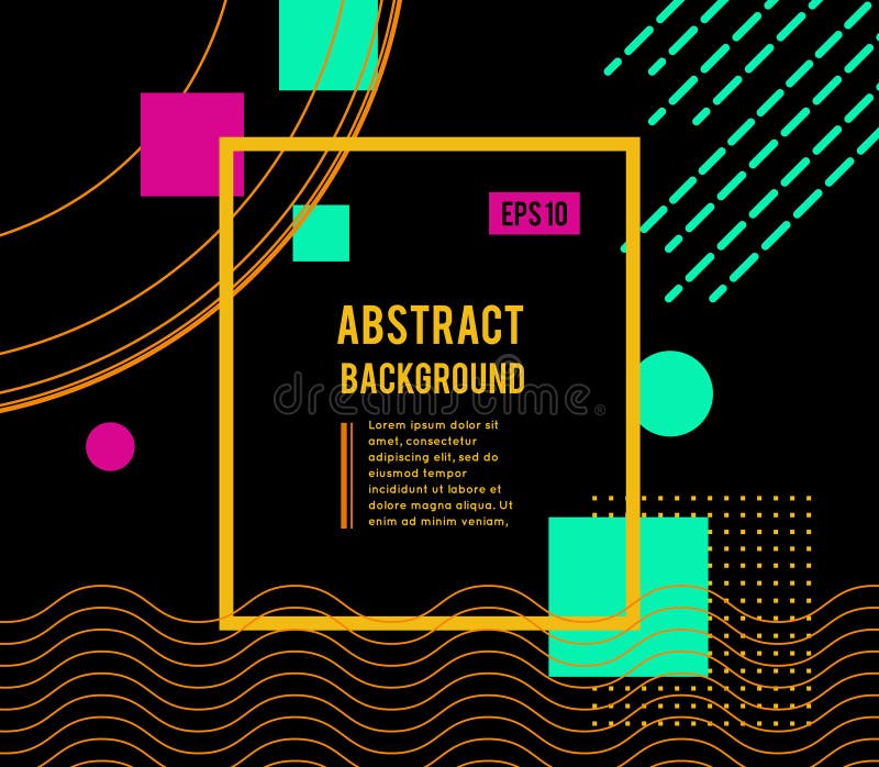 Abstract Geometric Design with Different Shapes and Lines. Memphis ...