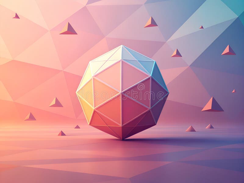 Abstract Geometric Design Featuring a 3d Polygon with Polygonal ...
