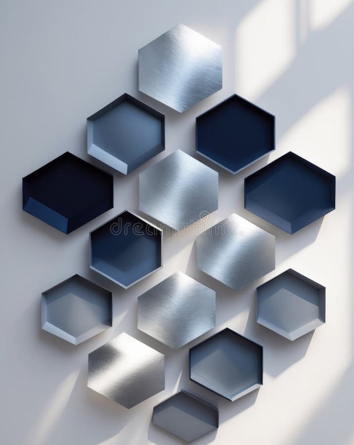 An Abstract Geometric Design Featuring Hexagonal Shapes with Gradients ...