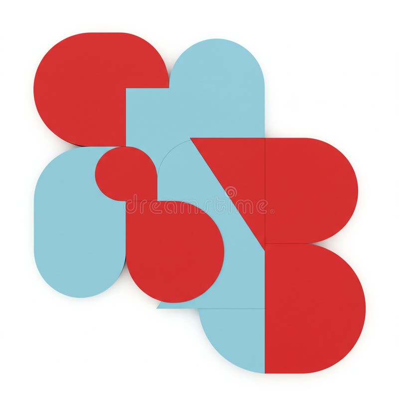 Abstract Geometric Design Featuring Interlocking Blue and Red Shapes on ...