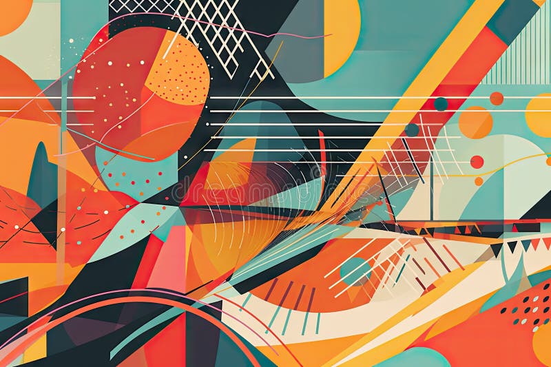 Abstract Geometric Design, Featuring Linear Shapes and Vibrant Colors ...