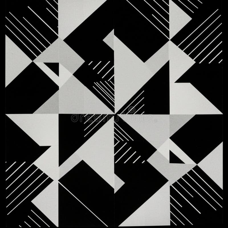 Abstract Geometric Design Featuring a Pattern of Black, White, and Gray ...