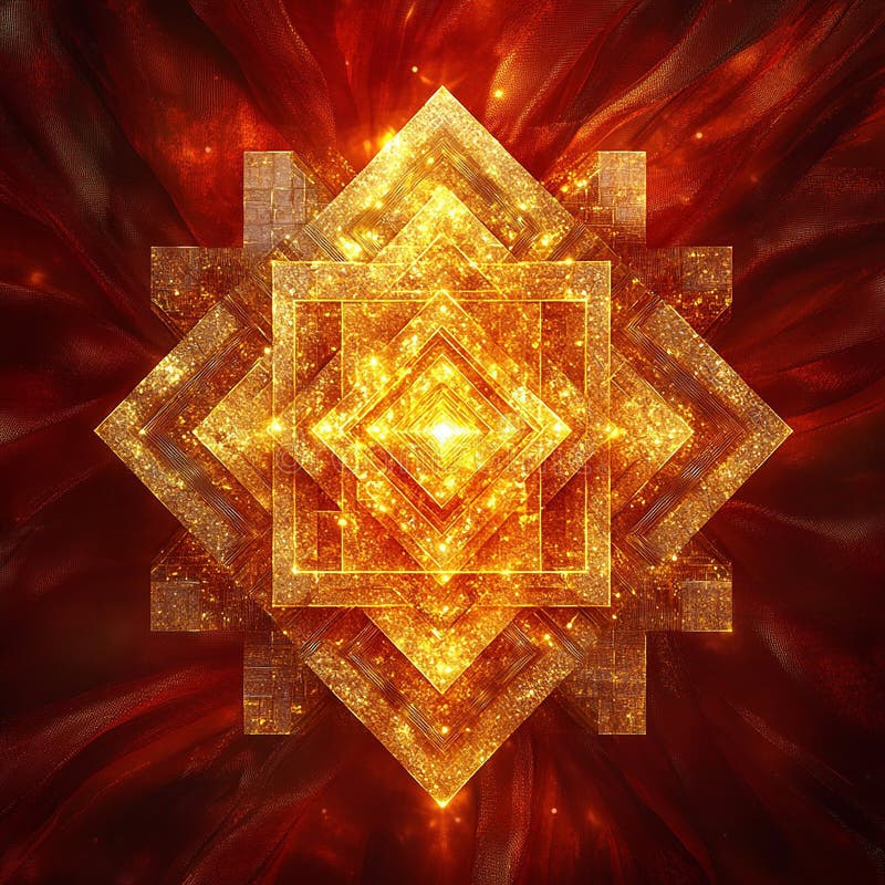 Abstract Geometric Design Featuring Radiant Gold Shapes and Luminous ...