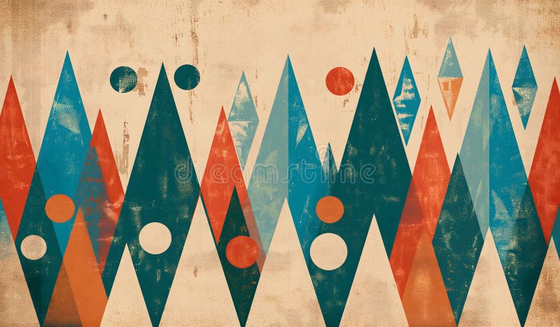 Abstract Geometric Design Featuring Sharp Triangles in Red, Teal, and ...