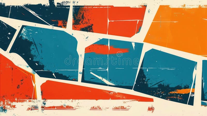 Abstract Geometric Design Featuring Vibrant Colors and Fragmented ...