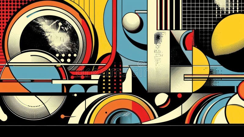 Abstract Geometric Design Featuring Vibrant Colors and Shapes, Creating ...