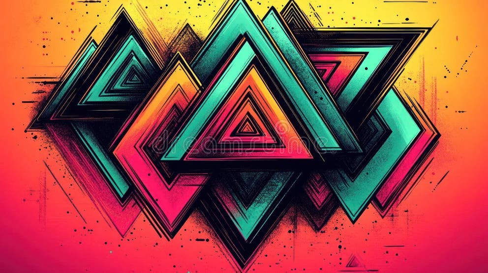 Abstract Geometric Design Featuring Vibrant Triangles and Gradients ...