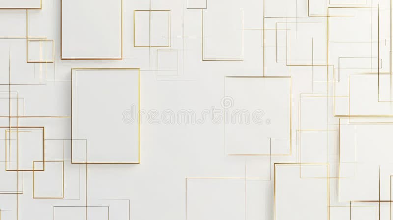 Abstract Geometric Design with Gold Lines and White Squares Stock ...