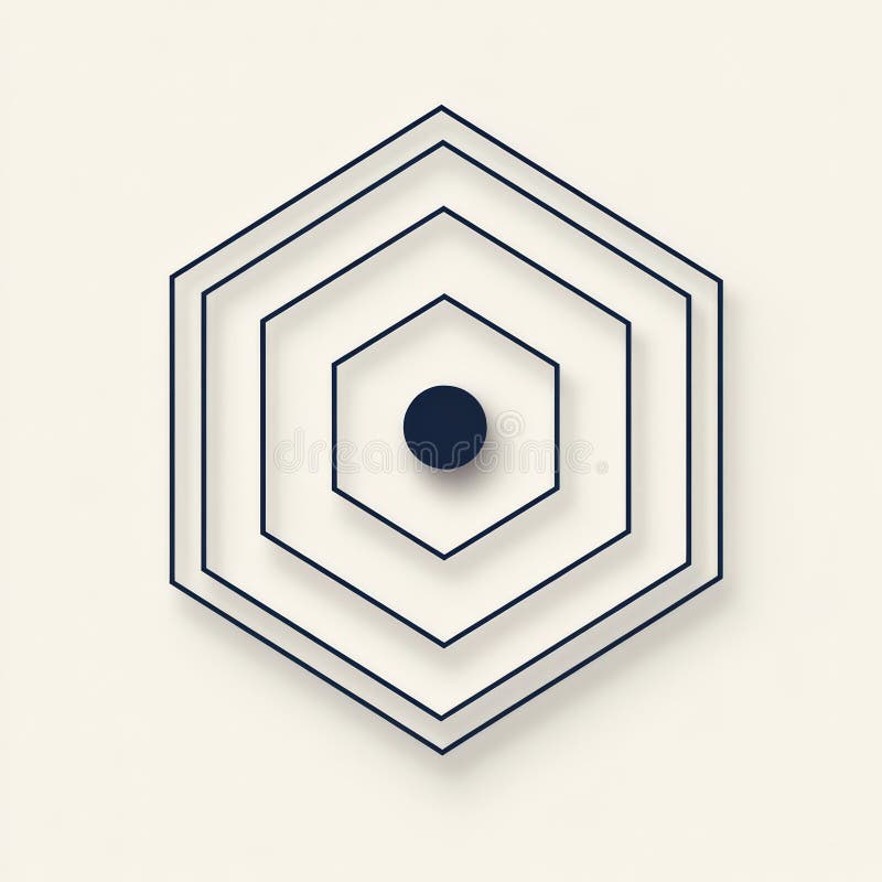 Abstract Geometric Design with Hexagons and Center Dot on Neutral ...