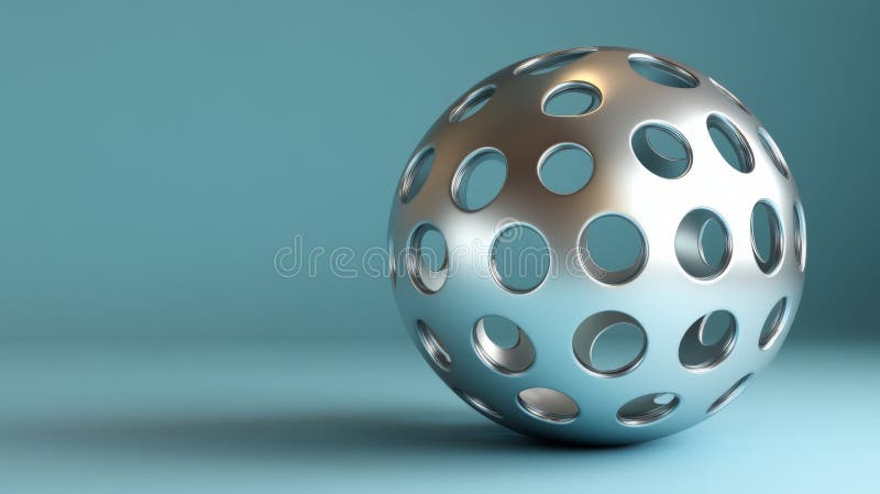 An Abstract Geometric Design that is Hollow Adorns a Metallic Sphere ...