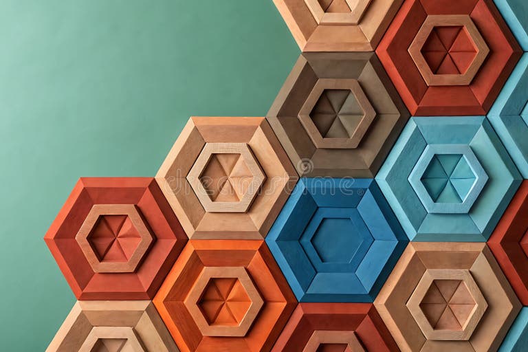 Abstract Geometric Design with Layered Polygons and Hexagonal Patterns ...