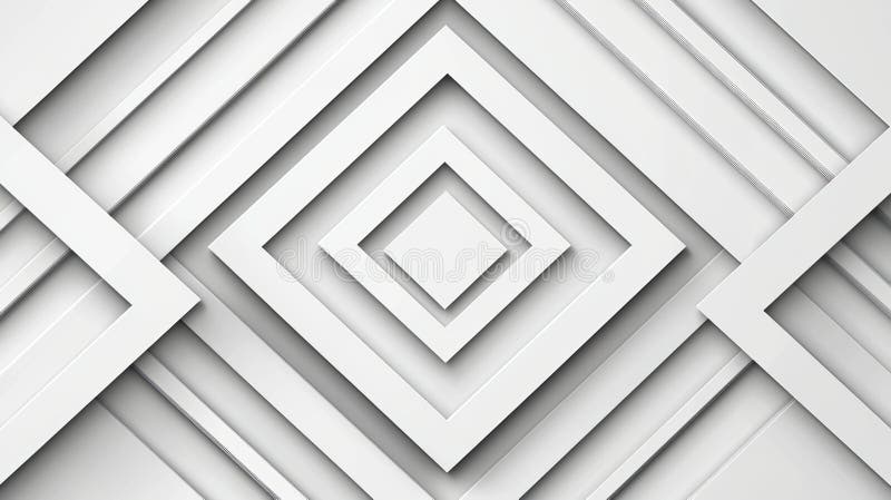 Abstract Geometric Design with Layered White Squares and Lines Stock ...