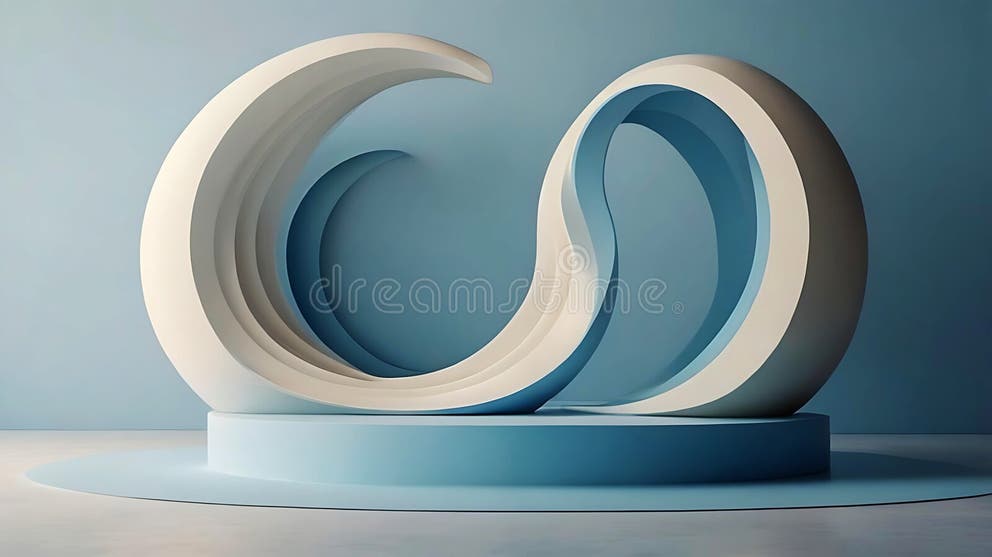 Abstract Geometric Design on a Light Blue Platform Stock Illustration ...