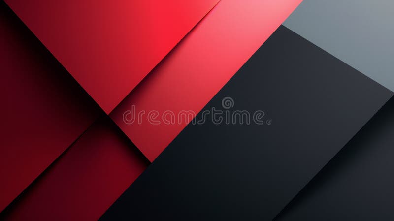 Abstract Geometric Design with Overlapping Red and Black Shapes. Modern ...