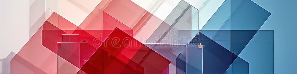 Abstract Geometric Design with Overlapping Red and Blue Transparent ...