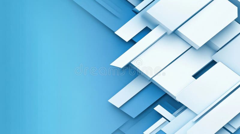 Abstract Geometric Design with Overlapping White Rectangles on a Blue ...