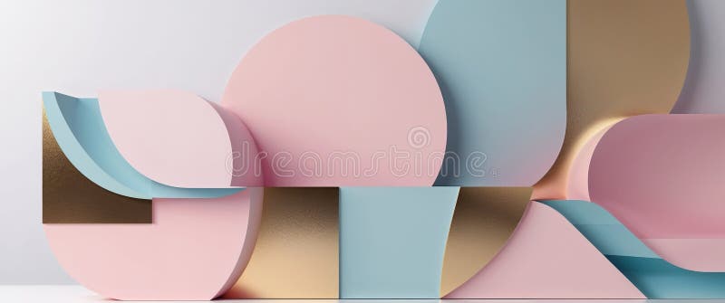 Abstract Geometric Design with Pink Gold and Blue Shapes Stock Image ...
