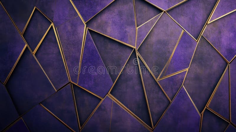 Abstract Geometric Design with Purple and Gold Angular Patterns Stock ...