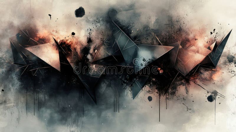 Abstract Geometric Design with Sharp Shapes and a Blend of Colors ...