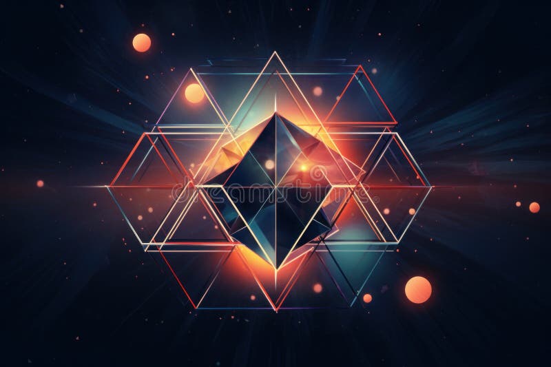 Abstract Geometric Design in Space, Features Diamond Shape with ...