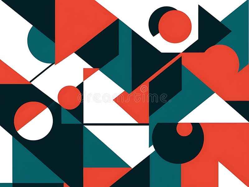 Abstract Geometric Design in Teal Red and Black Stock Illustration ...