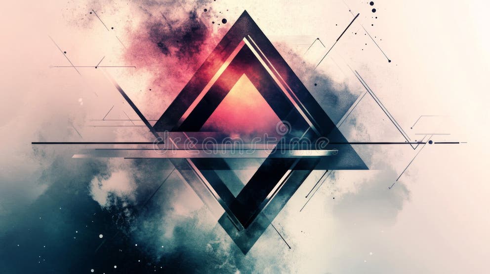 Abstract Geometric Design with Triangles and Grunge Texture Stock ...