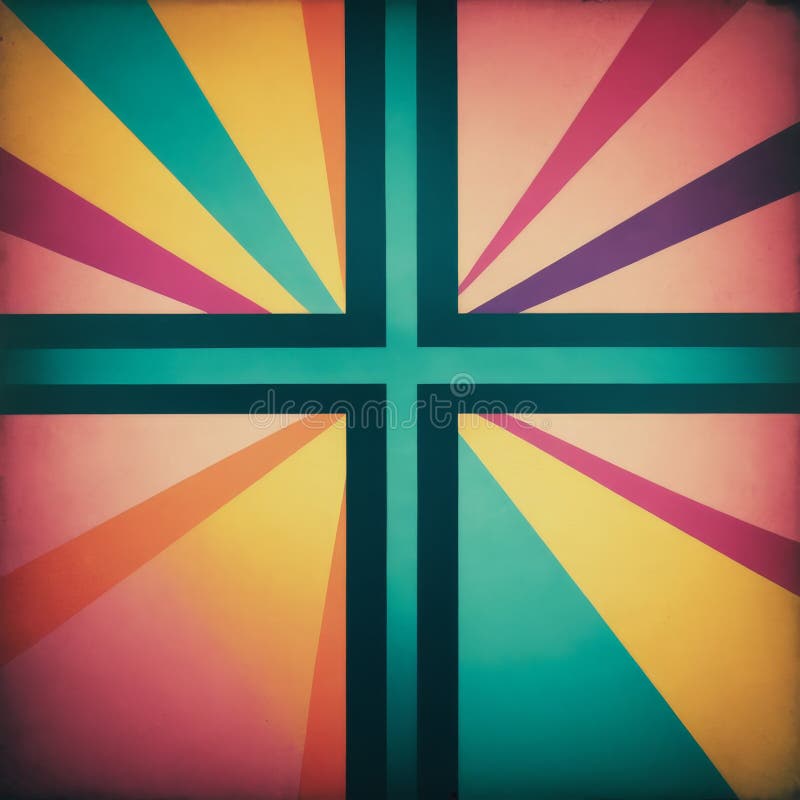 Abstract Geometric Design with Vibrant Rays and Cross Pattern Stock ...