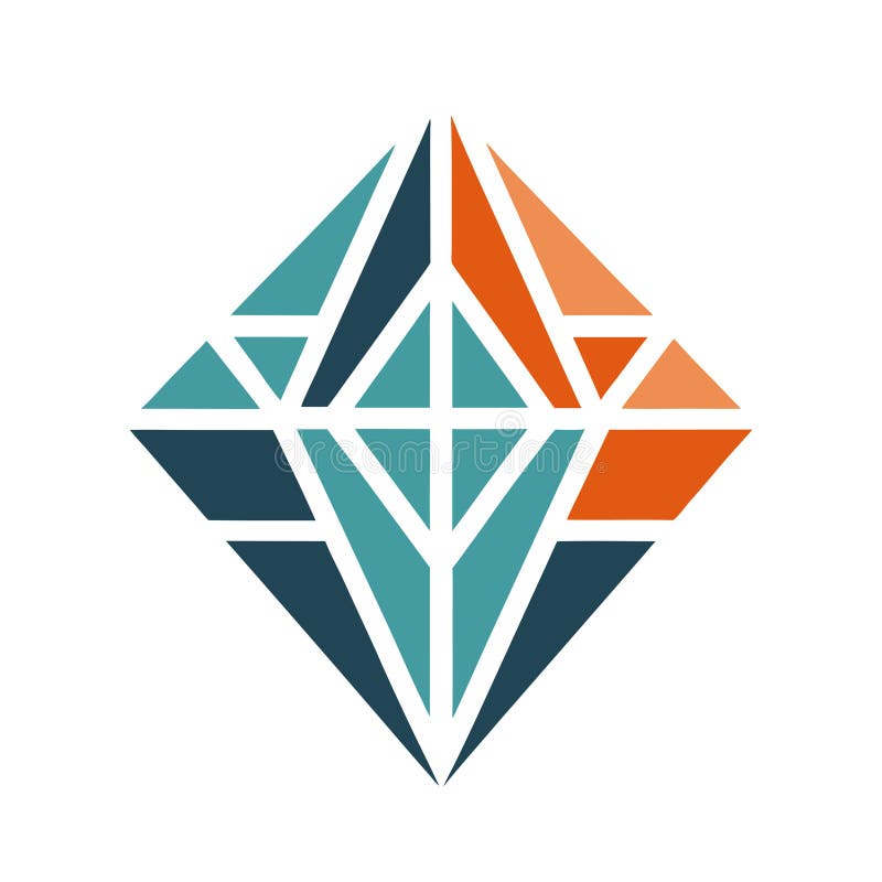 Abstract Geometric Diamond Shape with Triangles in Blue, Teal, and ...