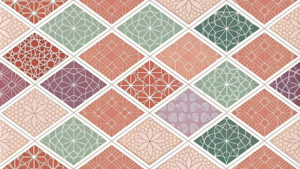 Abstract Geometric Diamond Tile Pattern Design with Subtle Color ...