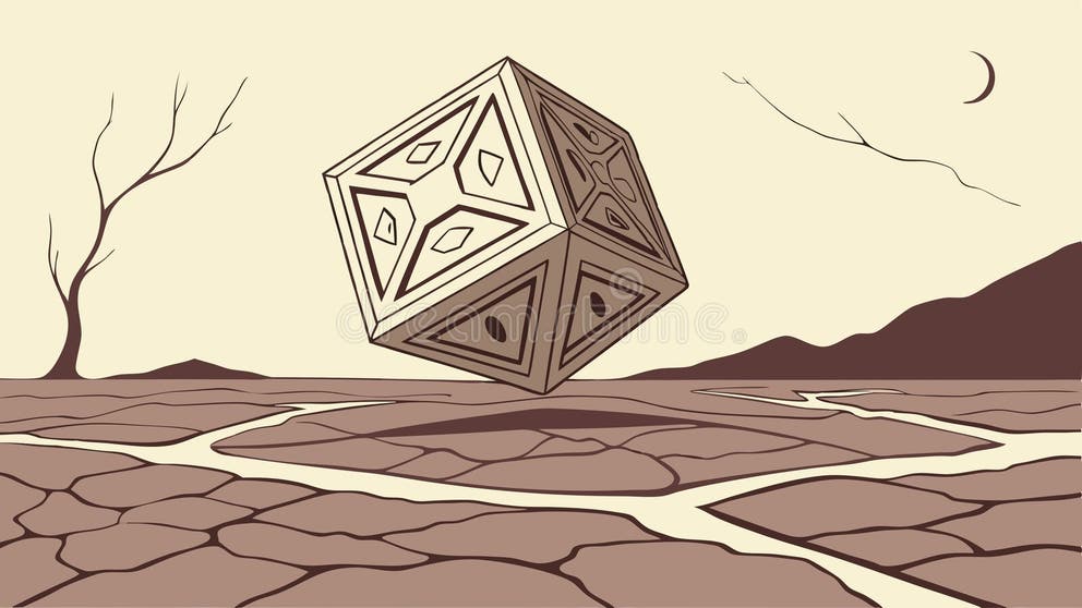 Abstract Geometric Dice on Barren Terrain, Vector Design Generative AI ...