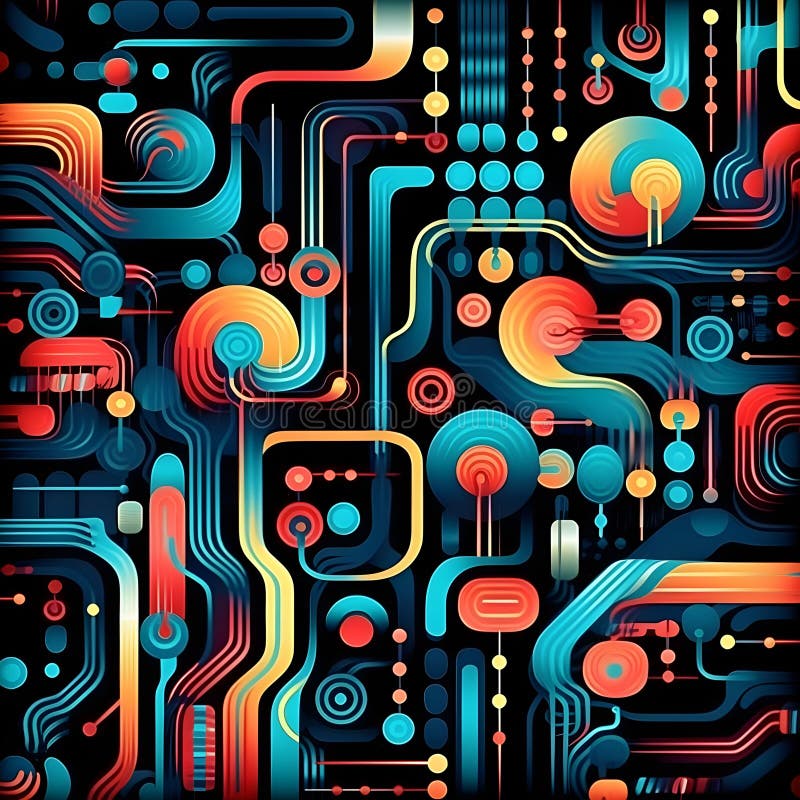 Abstract Geometric Digital Art Design Featuring Vibrant Shapes, AI ...