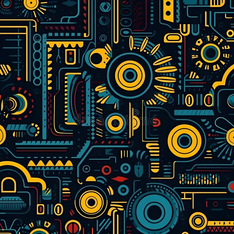 Abstract Geometric Digital Art Design Featuring Vibrant Shapes, AI ...