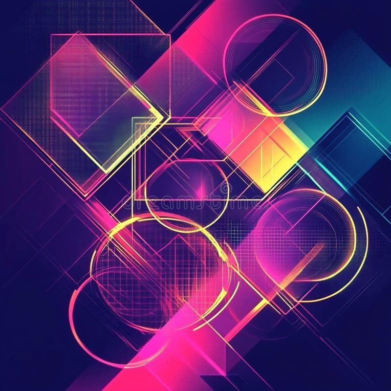 Abstract Geometric Digital Artwork Featuring Overlapping Circles ...
