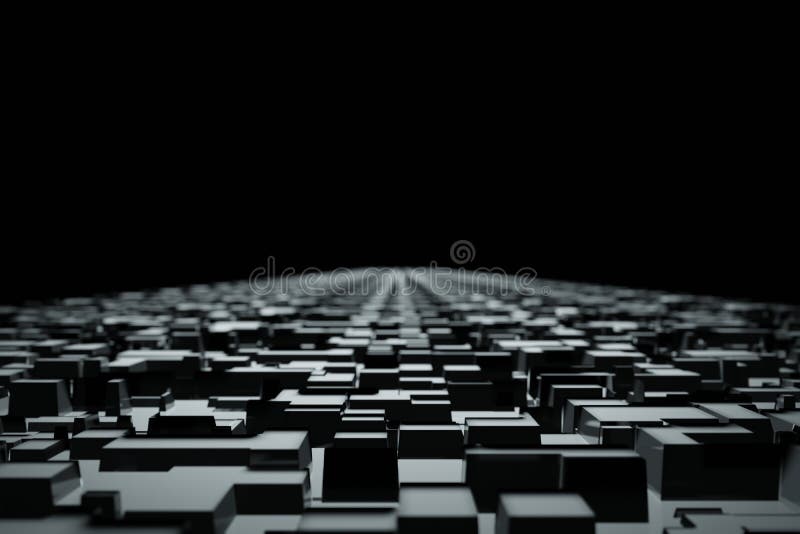 Abstract Geometric Digital Dark Blocks Background 3d Rendering Stock ...