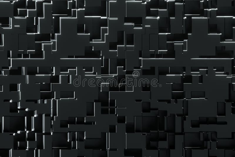 Abstract Geometric Digital Dark Blocks Background 3d Rendering Stock ...