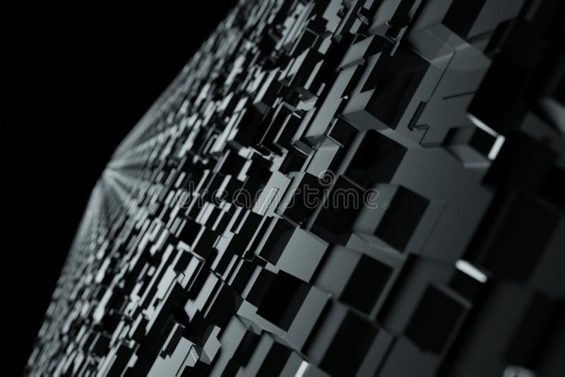Abstract Geometric Digital Dark Blocks Background 3d Rendering Stock ...