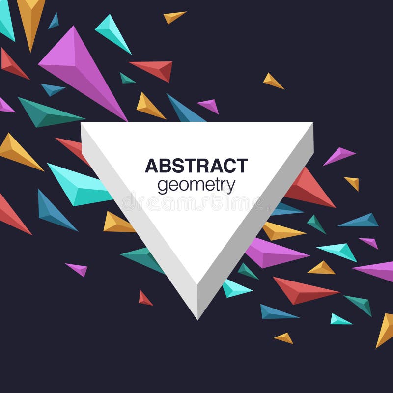 Abstract Geometric 3 Dimensional Colorful Shapes on Deep Blue Stock ...